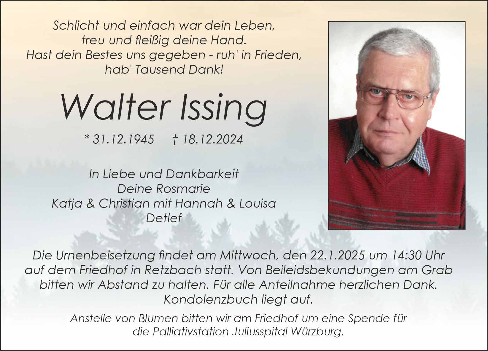 Totentafel | Bestattungen Pietät GmbH Ludwig Nicklaus & Söhne in Karlstadt