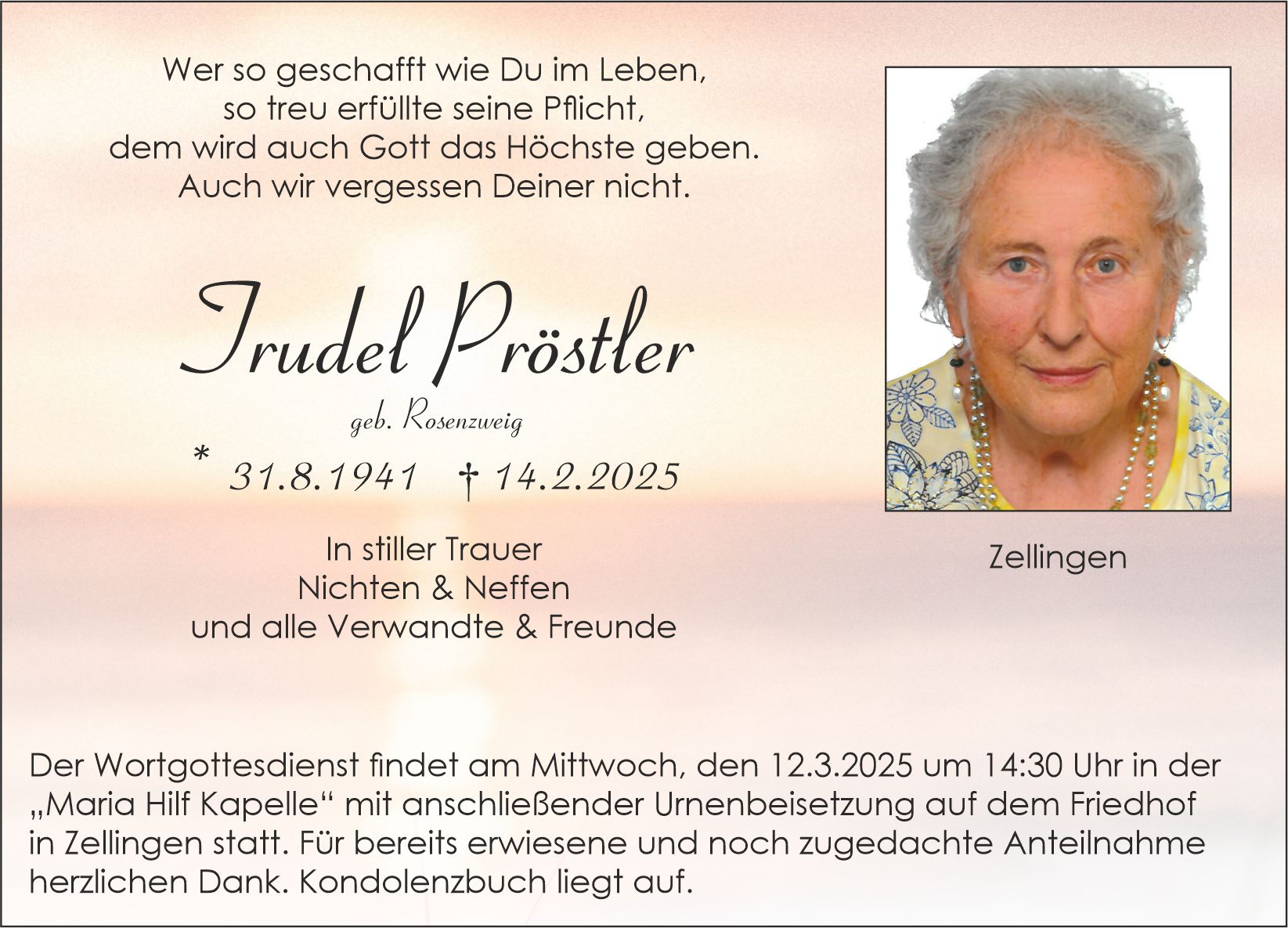 Totentafel | Bestattungen Pietät GmbH Ludwig Nicklaus & Söhne in Karlstadt