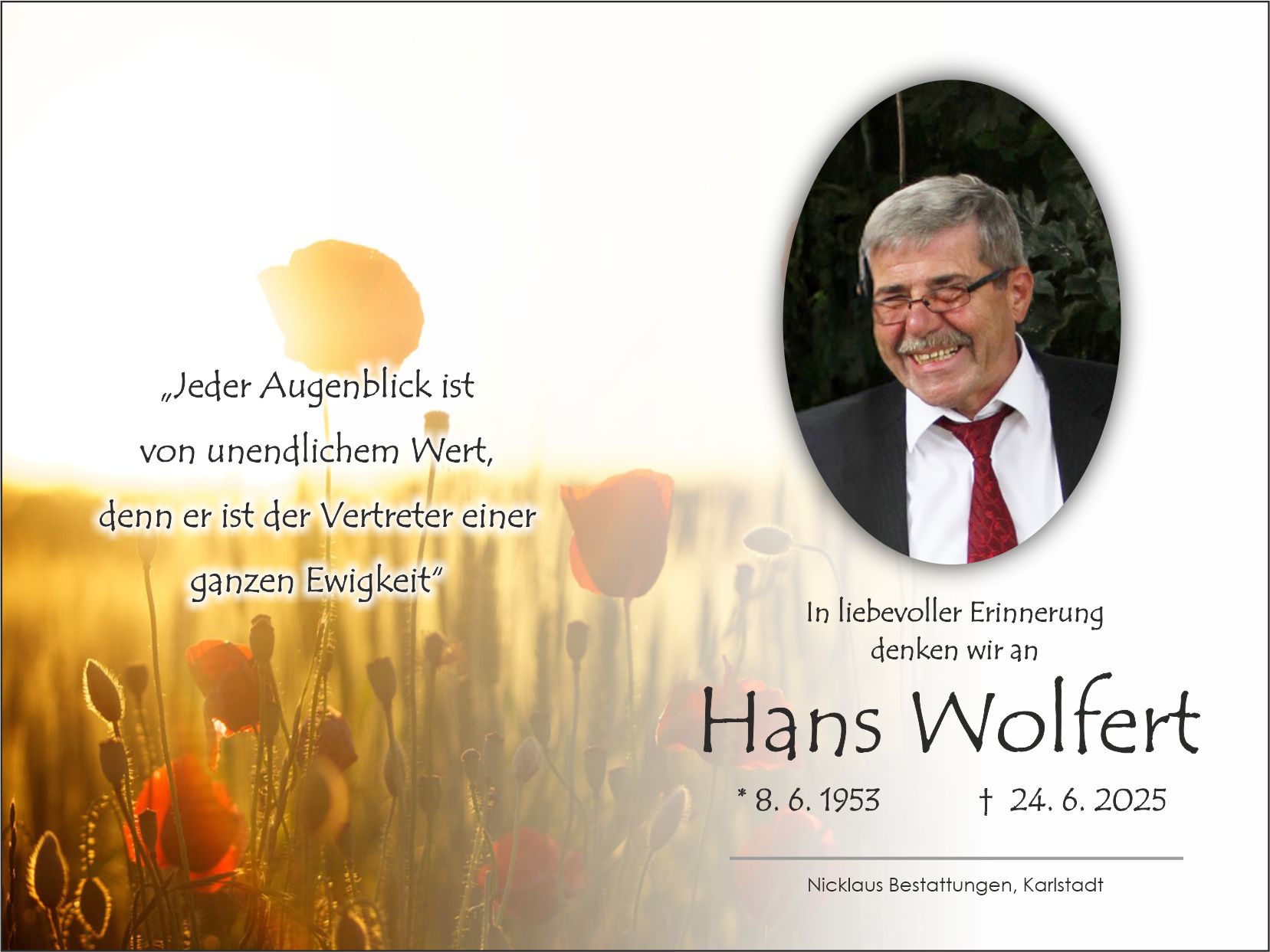 Totentafel | Bestattungen Pietät GmbH Ludwig Nicklaus & Söhne in Karlstadt