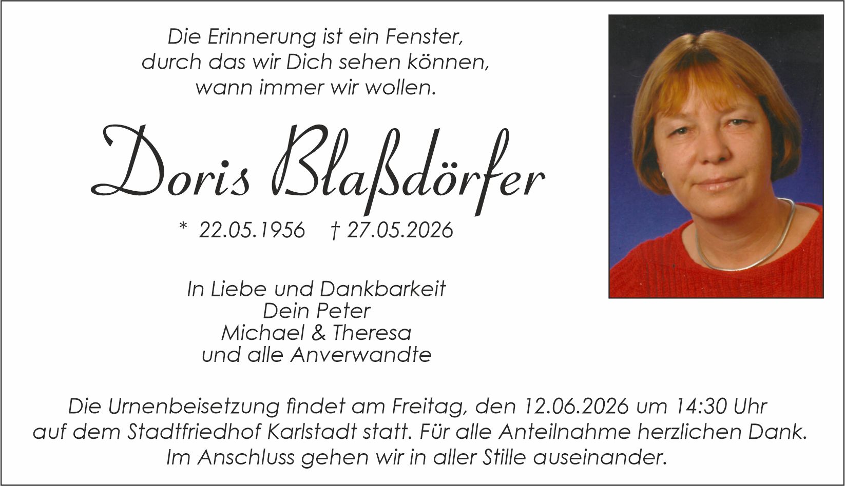 Totentafel | Bestattungen Pietät GmbH Ludwig Nicklaus & Söhne in Karlstadt